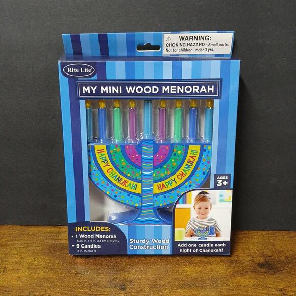 Other | My Mini Wood Menorah With Removable Wood Candles Colorful ...